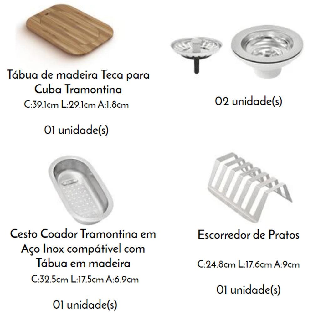 Cuba Tramontina Isis 2C 34 28 BS 69x40cm Aço Inox com Acabamento Polido ...