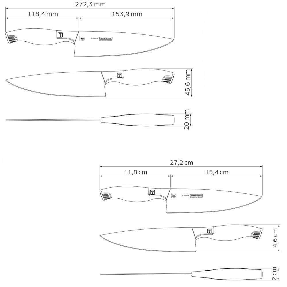 Faca Chef Tramontina Sublime Lamina e Cabo em Aço Inox 6 Polegadas ...
