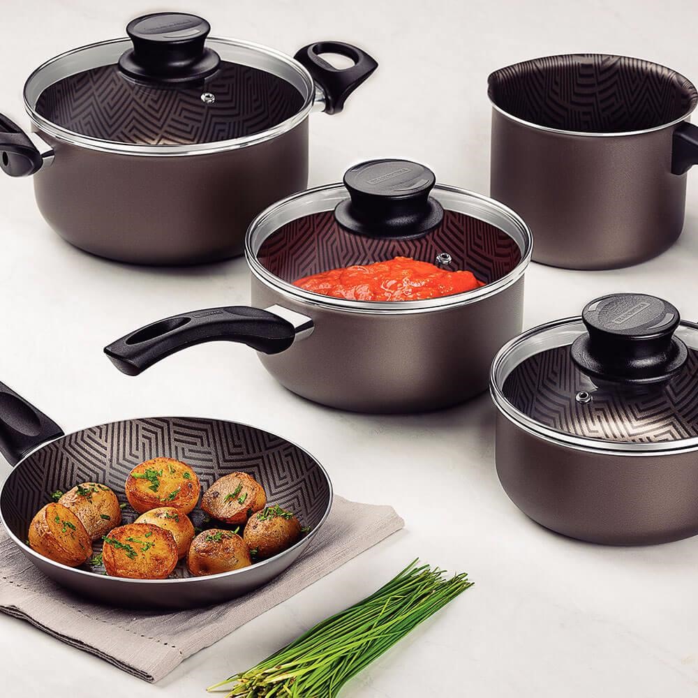 Jogo de Panelas Tramontina Paris em Alumínio com Antiaderente Starflon ...