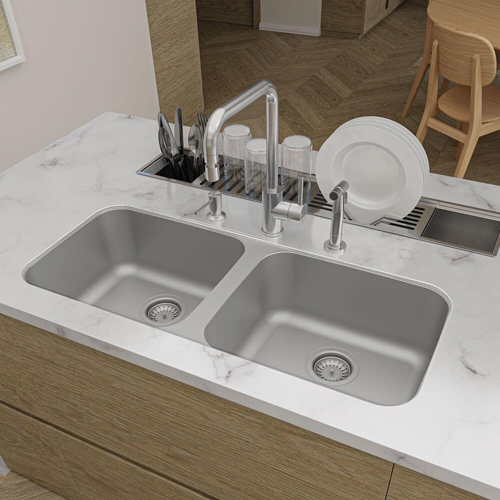 Cuba Tramontina Dora Duo 2C 40 BL em Aço Inox com Acabamento Acetinado ...