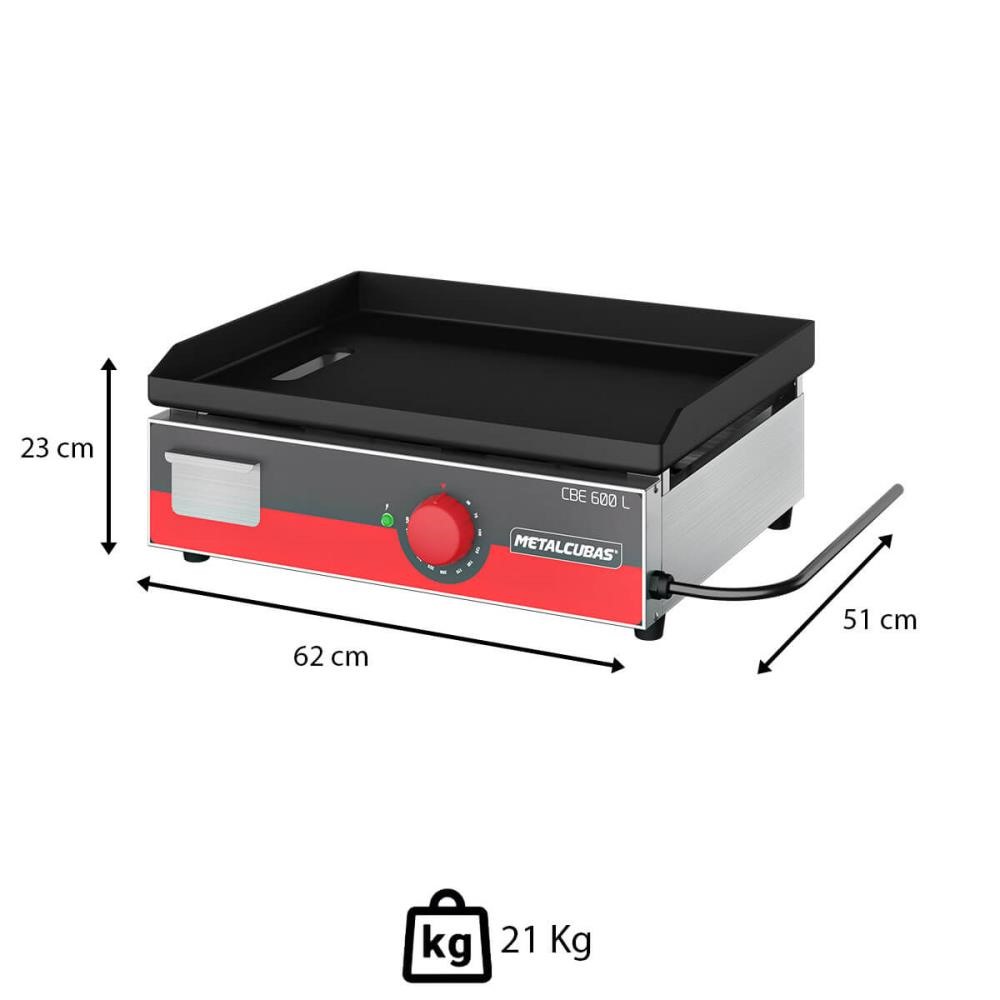 Chapa Bifeteira Elétrica Metalcubas Light CBE600L 60x45cm 220V Chapa 6 ...