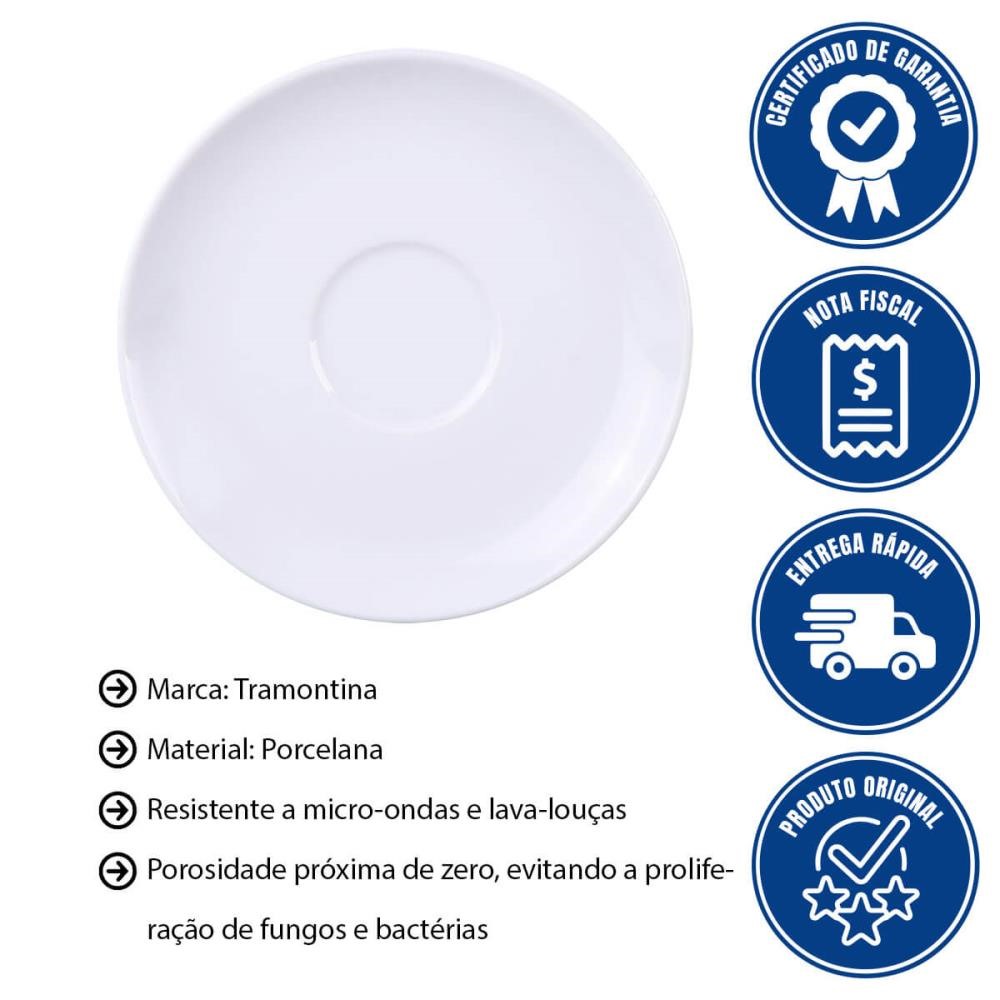Kit 12 Pires Café Tramontina Paola 13cm Em Porcelana Branca 96600133 - CASA ATIVA LTDA