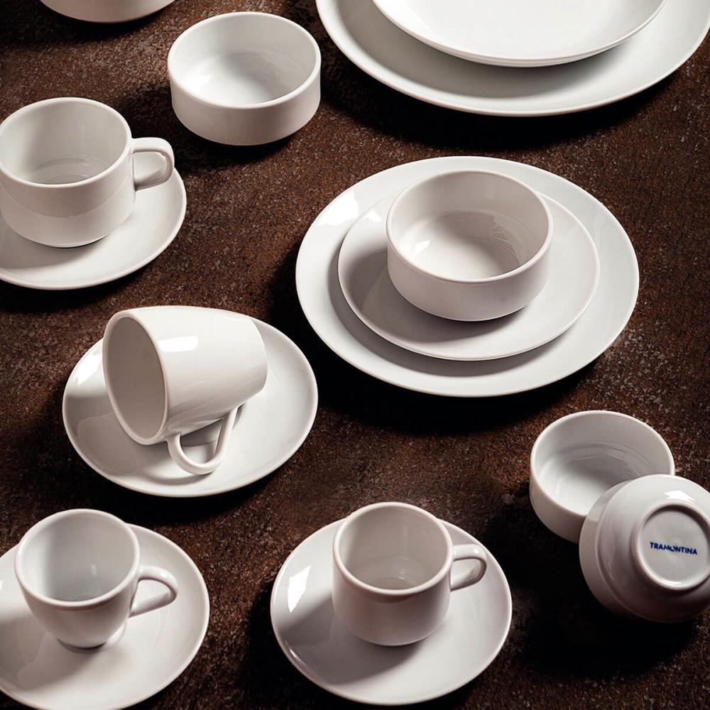 Kit 12 Pires Café Tramontina Paola 13cm Em Porcelana Branca 96600133 - CASA ATIVA LTDA